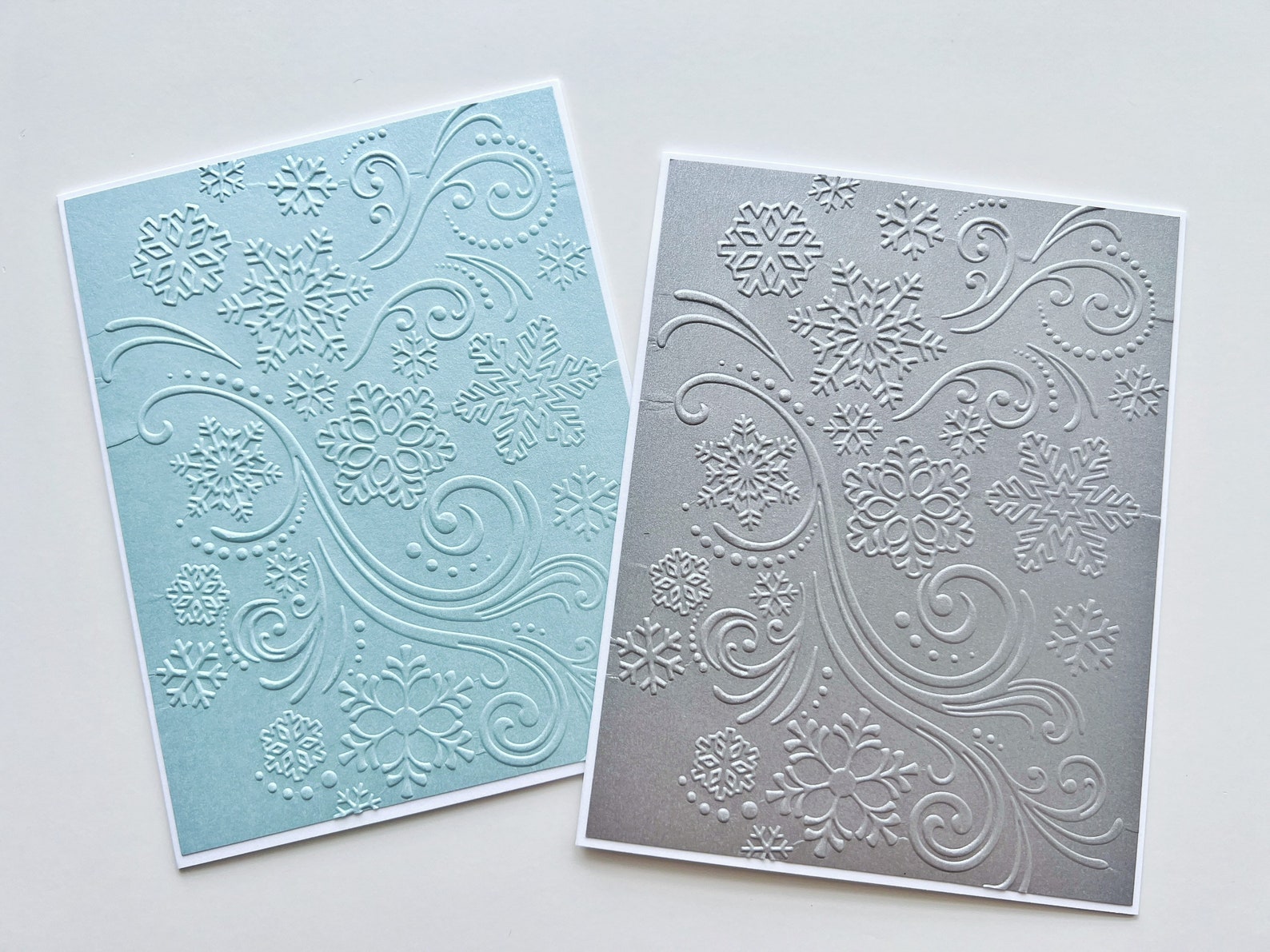 Handmade Embossed Christmas Cards With Snowflakes - Etsy