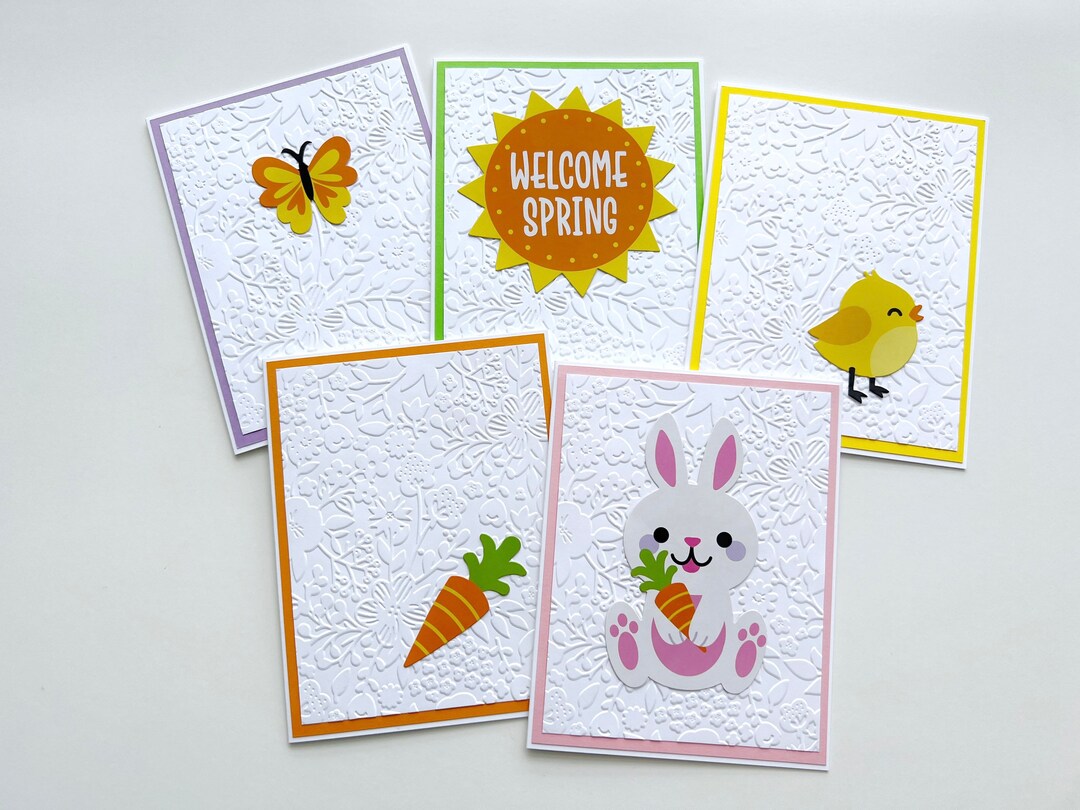 Embossed Easter Cards: Floral Spring Greeting Card Set of 5 - Etsy