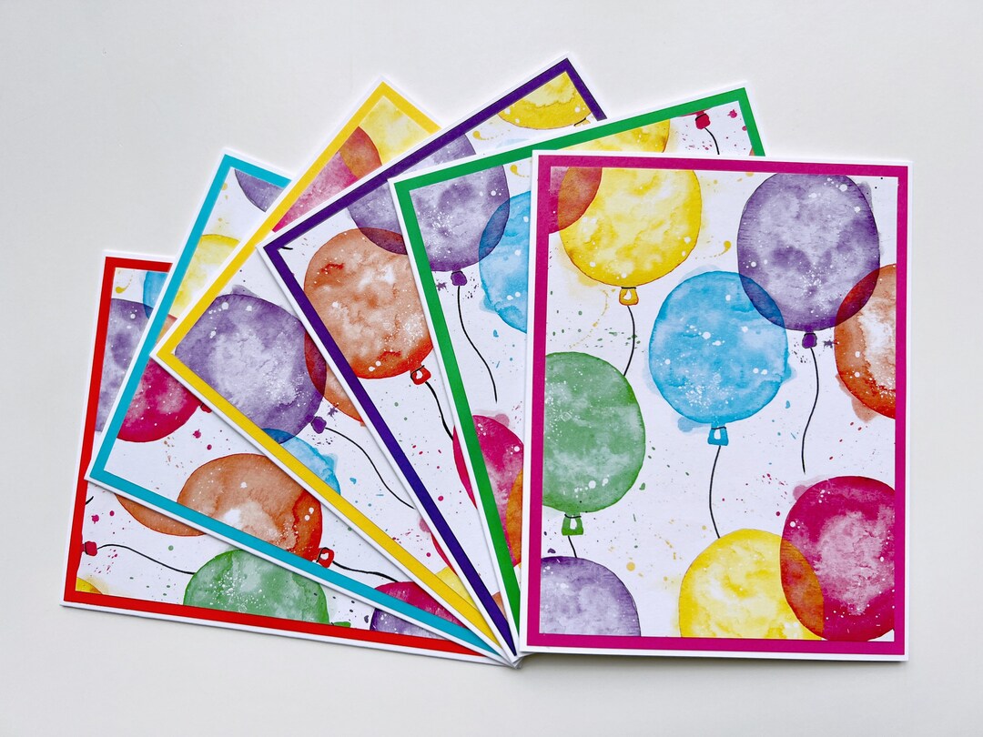 Happy Birthday Cards Handmade With Watercolor Balloons - Etsy