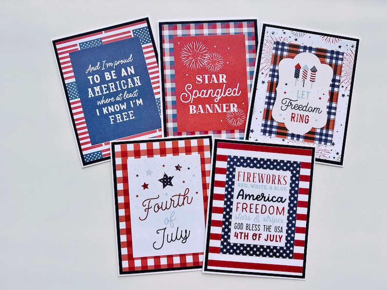 4th of July Cards Independence Day Card Set Greeting Card | Etsy