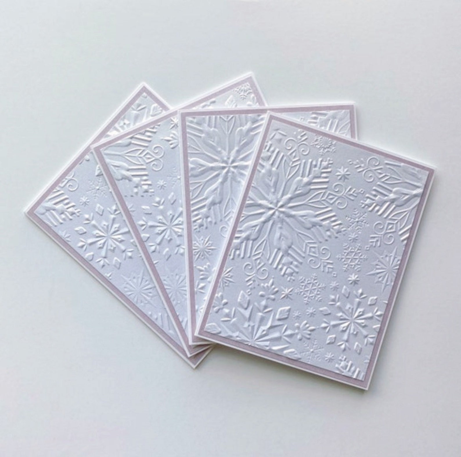 Embossed Snowflake Christmas Cards: Handmade Holiday Greeting Card Set ...