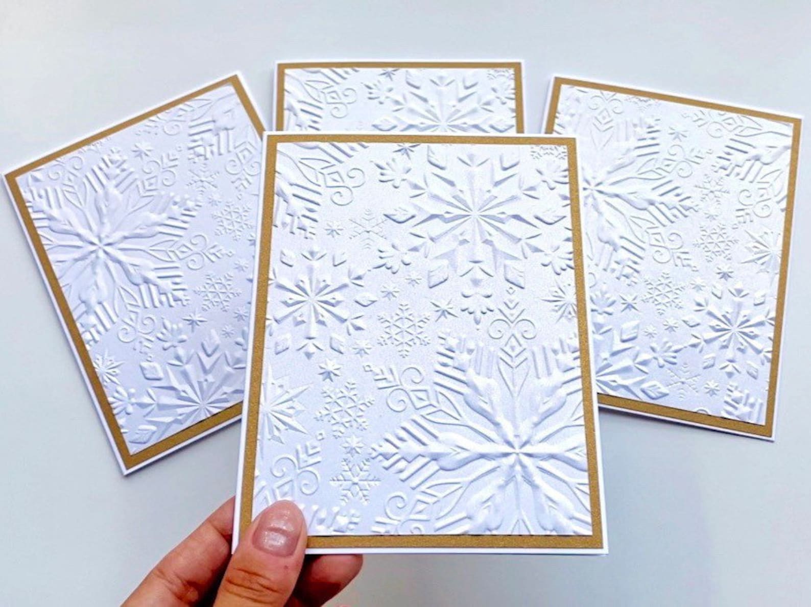 Embossed Snowflake Christmas Cards: Handmade Holiday Greeting Card Set ...