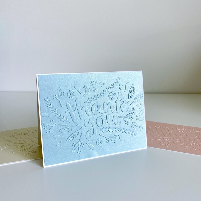 Embossed Thank You Cards Set of 4 Handmade Stationery Cards - Etsy