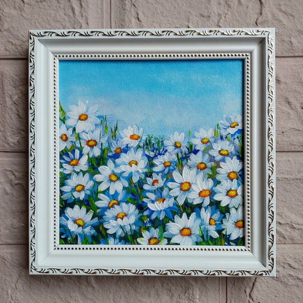 White Daisy Painting - Etsy