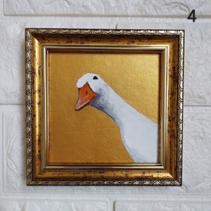 White Goose Painting Original Miniature Geese Hand-painted Duck ...