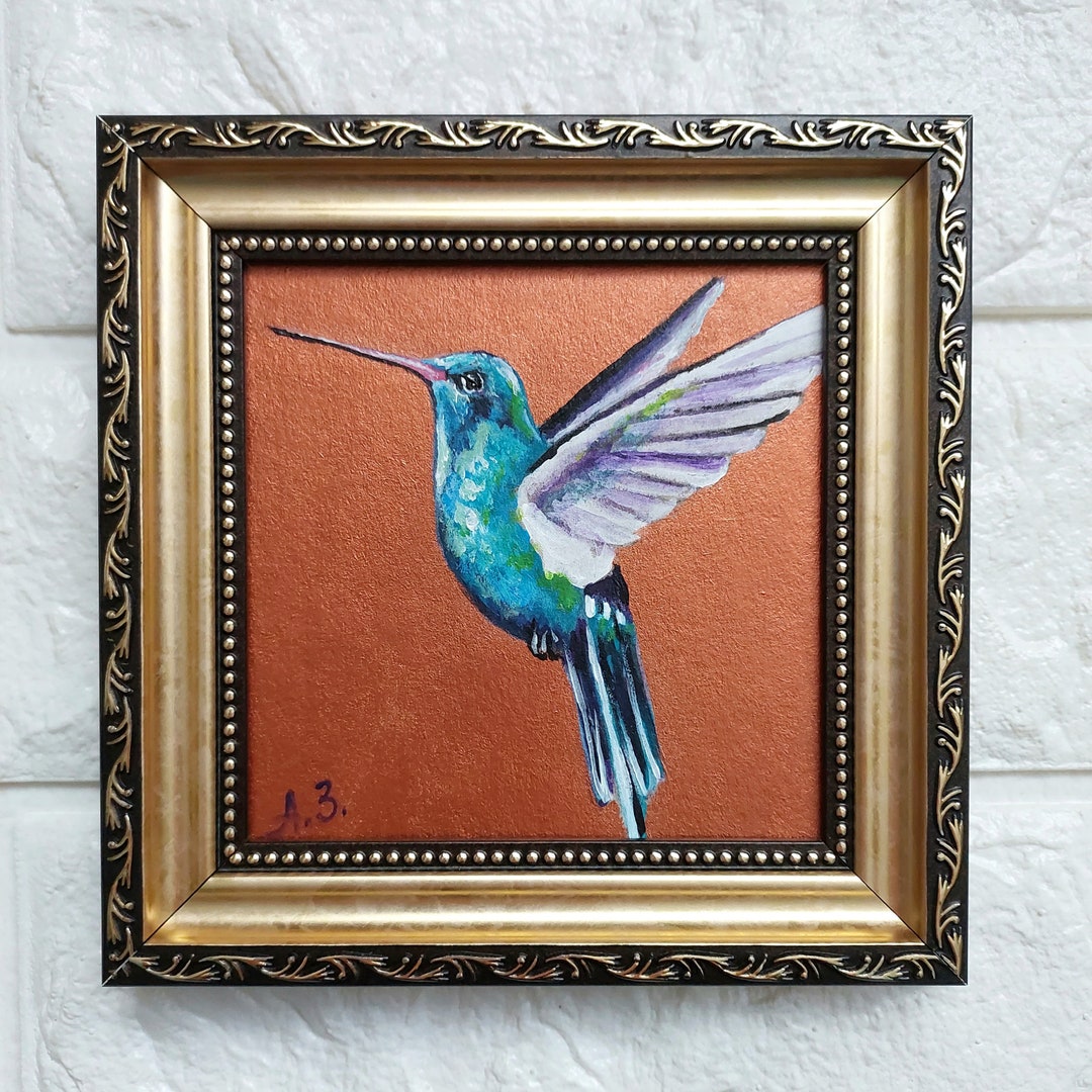 Original Hummingbird Oil Painting: Framed Miniature Bird Art - Etsy