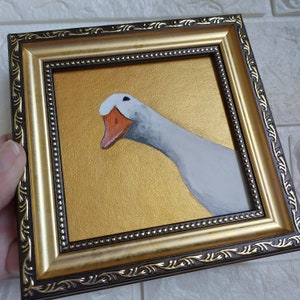 White Goose Painting Original Miniature Geese Hand-painted Duck ...