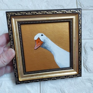 White Goose Painting Original Miniature Geese Hand-painted Duck ...
