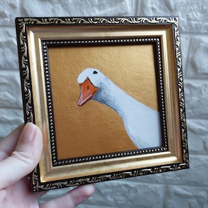 White Goose Painting Original Miniature Geese Hand-painted Duck ...