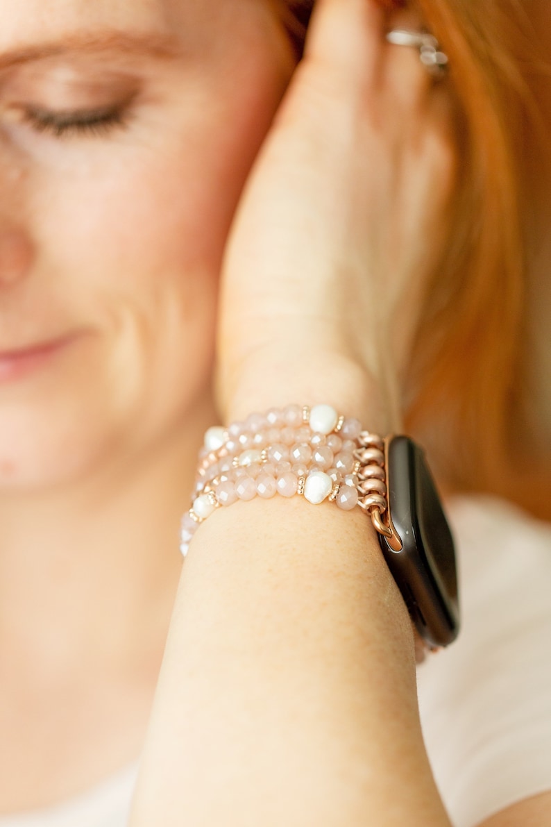 Pink Apple Watch Band Beaded Apple Watch Band Pink Beaded | Etsy