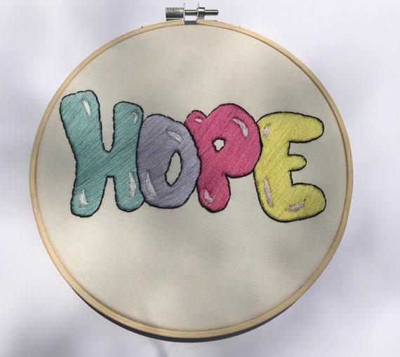 Bubble Letter Style HOPE Embroidery Hoop - Etsy