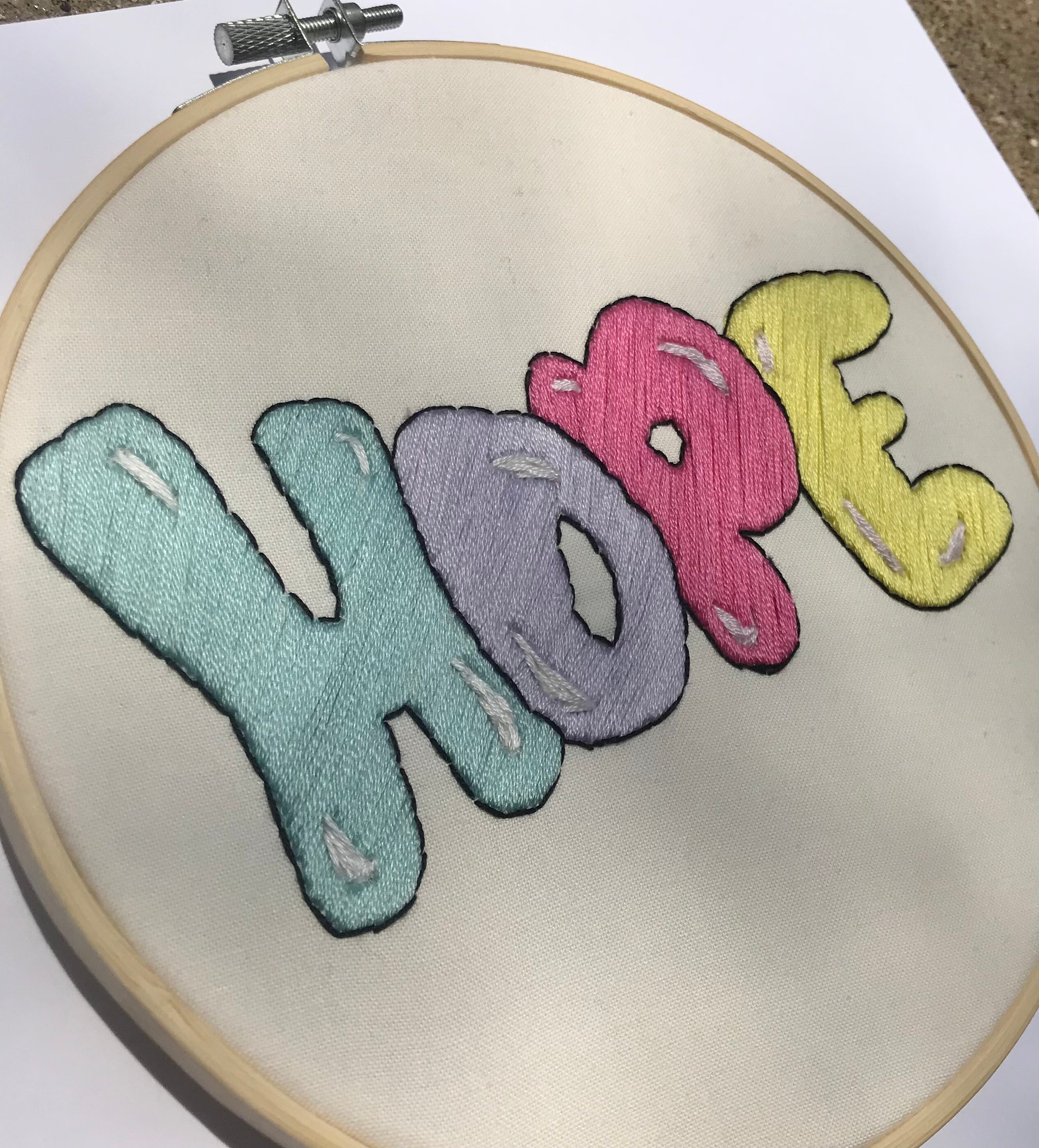 Bubble Letter Style “HOPE” Embroidery Hoop - Etsy