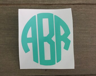 Circle Monogram Decal - Etsy