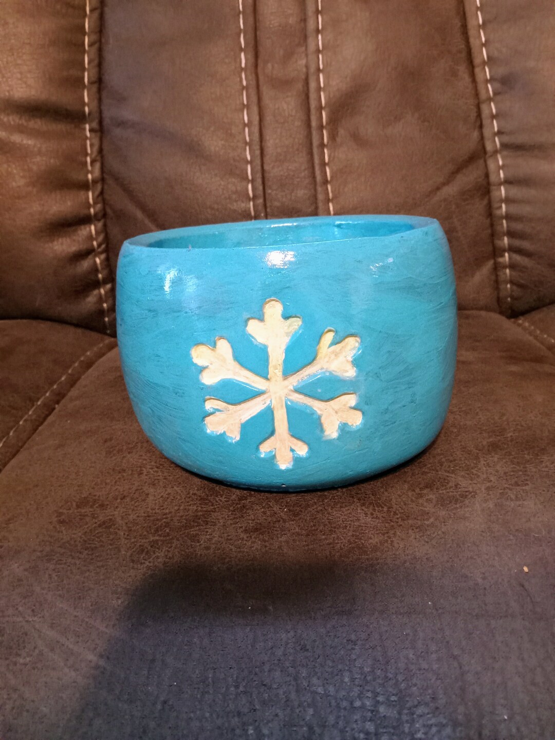 Painted Cement Snowflake Planter - Etsy