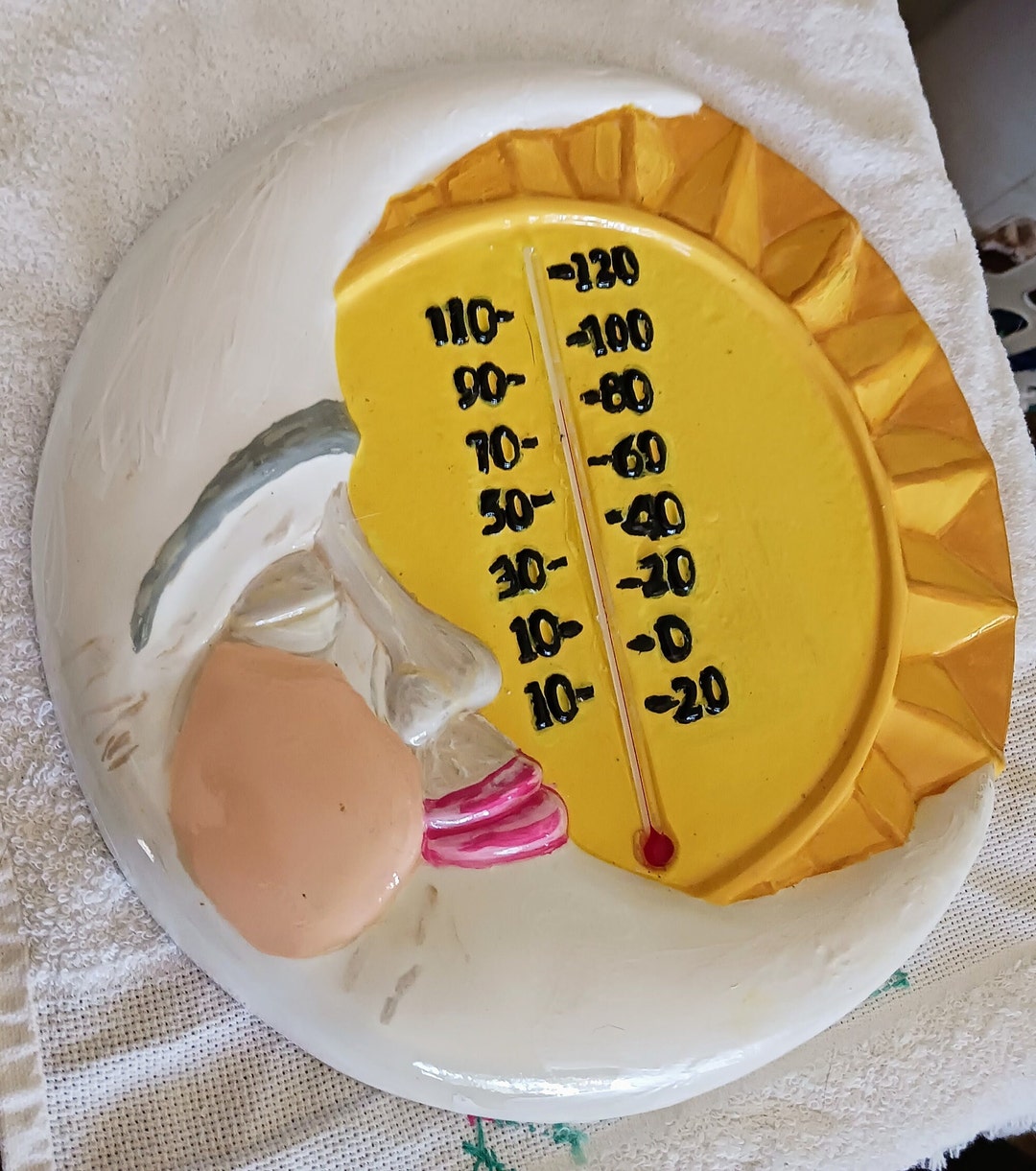 Hand Painted Ceramic Moon/sun Thermometer - Etsy