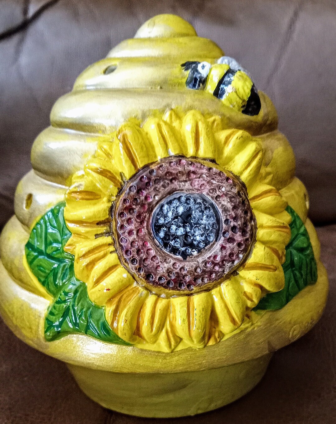 Hand Painted Ceramic Beehive Potpourri Dish With Sunflower & Bees - Etsy