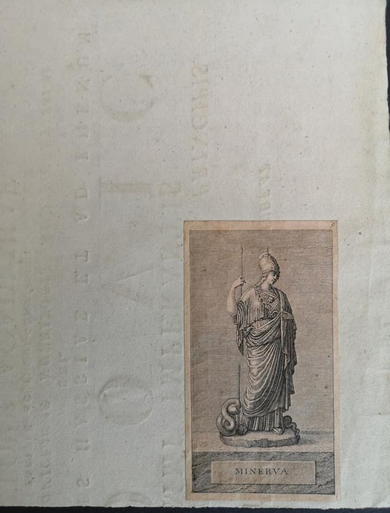 18th Century Miniature Engraving of Greek Minerva Statue - Etsy UK