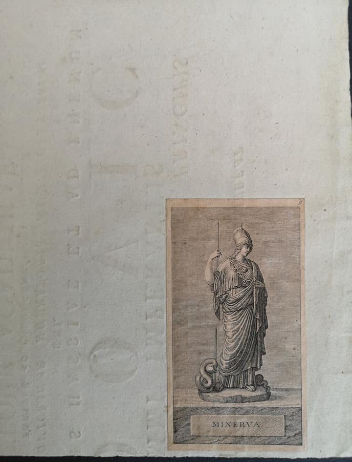 18th Century Miniature Engraving of Greek Minerva Statue - Etsy UK