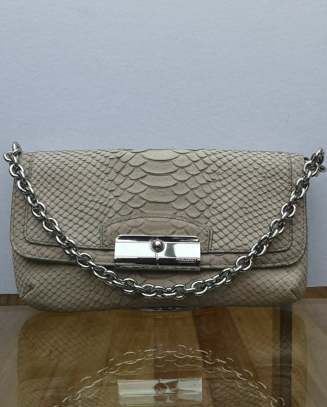 Coach Mini Pochete Bag With Beige Embossed Leather Pre Loved - Etsy