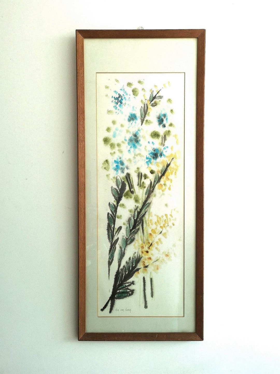Ha Van Vuong french-vietnamese 1914-1990 Forget Me-nots and Mimosa Watercolour Painting - Etsy