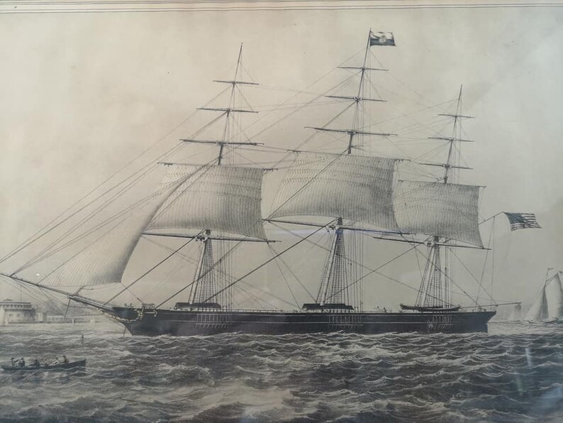 Framed Nathaniel Currier Clipper Ship nightingale Print Circa 1854 - Etsy