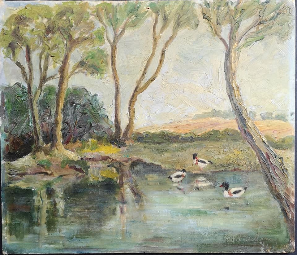 John Sutton british B .1935 'norfolk Broadlands' Original Landscape Oil ...