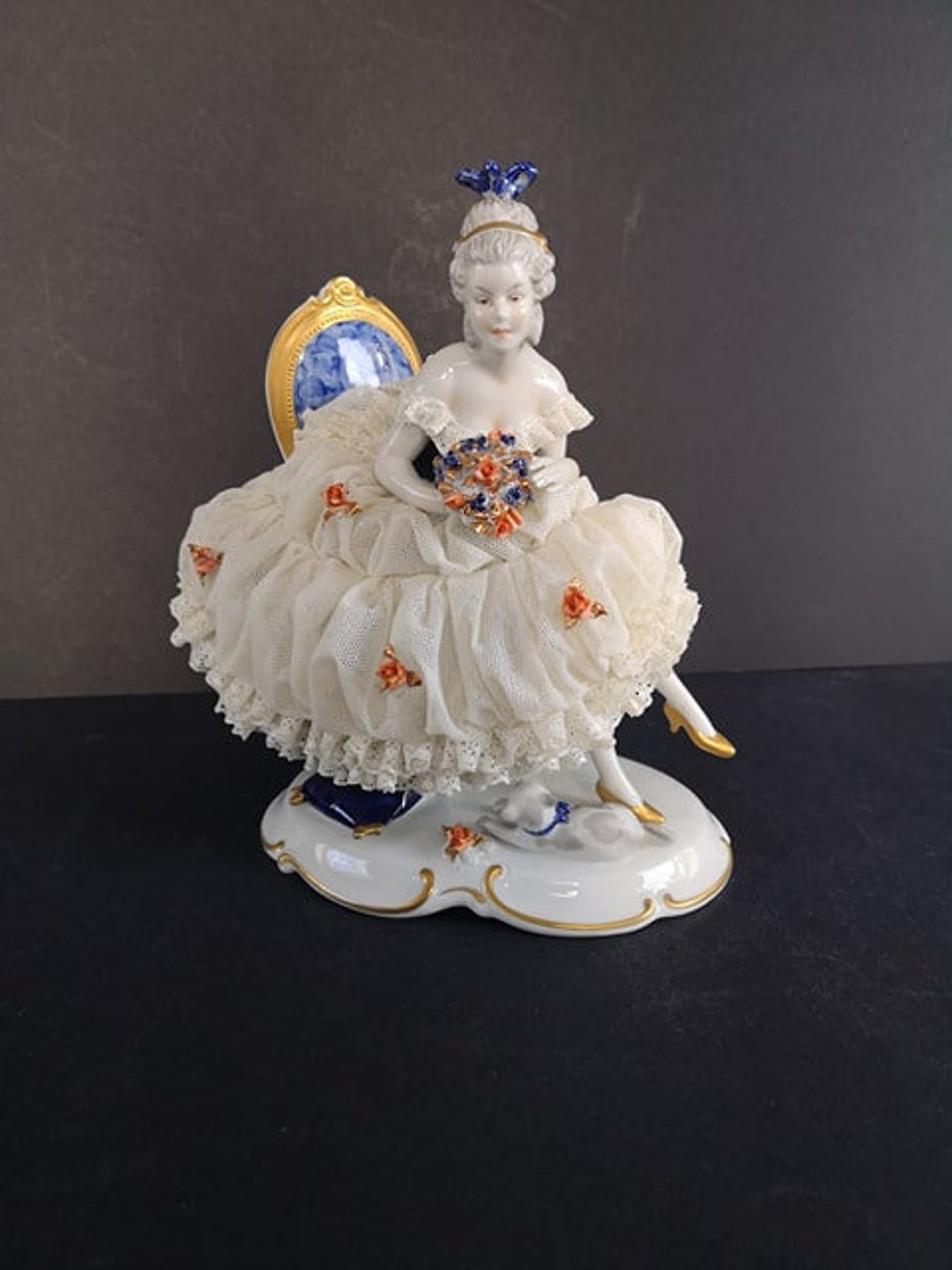 Debutante and Her Cat' Dresden Laced Porcelain Figure by Unter Weiss ...