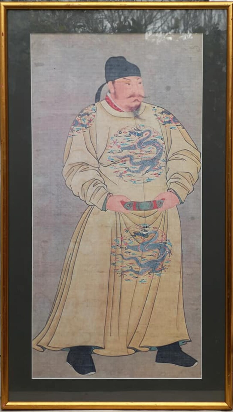 Chinese Tang Dynasty Scroll Painting Depicting Emperor Taizong ...