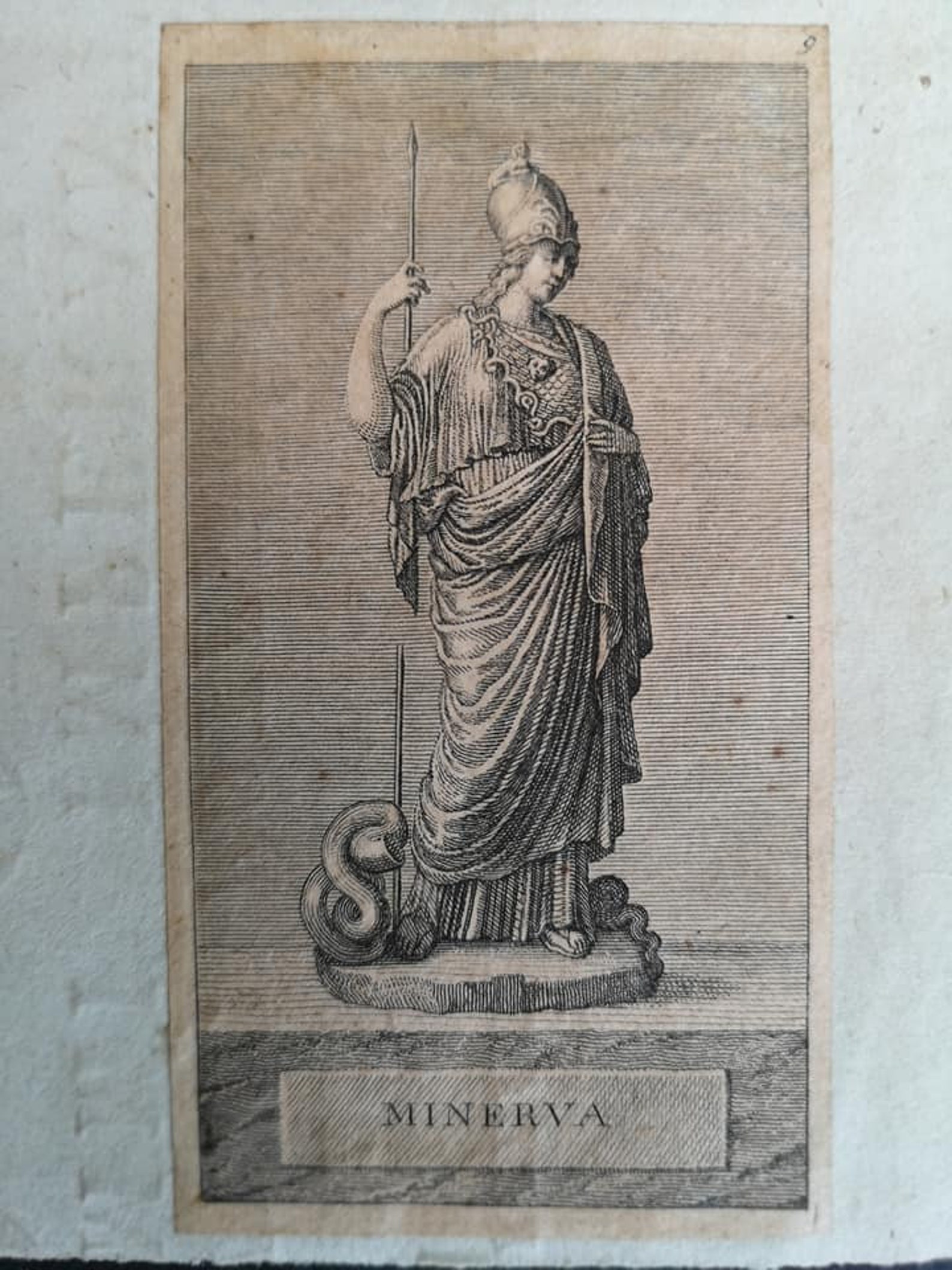 18th Century Miniature Engraving of Greek Minerva Statue - Etsy UK