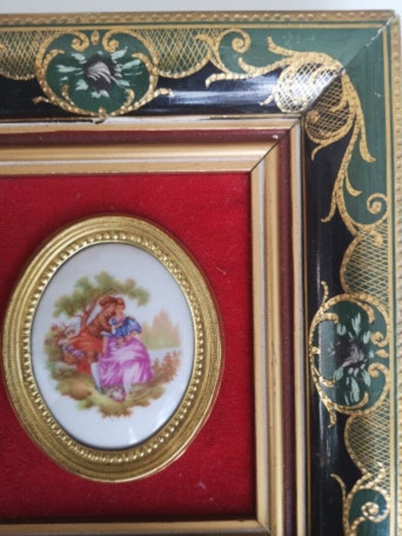 Antique French Sevres Style Porcelain Plaque in Hand Painted Frame ...
