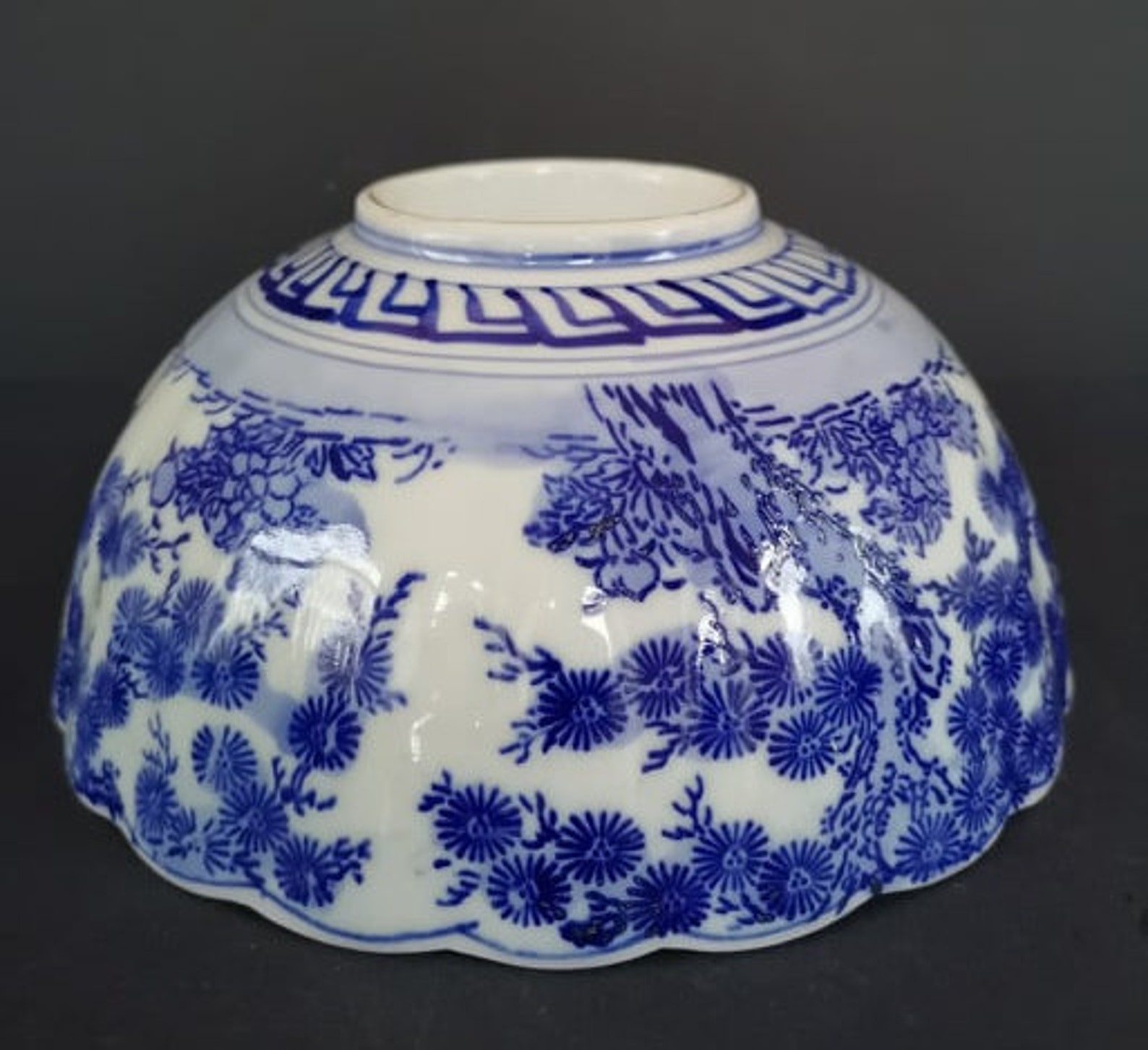 Antique Japanese Arita Ware Porcelain Bowl in Underglaze Blue, Ca. 1900 ...