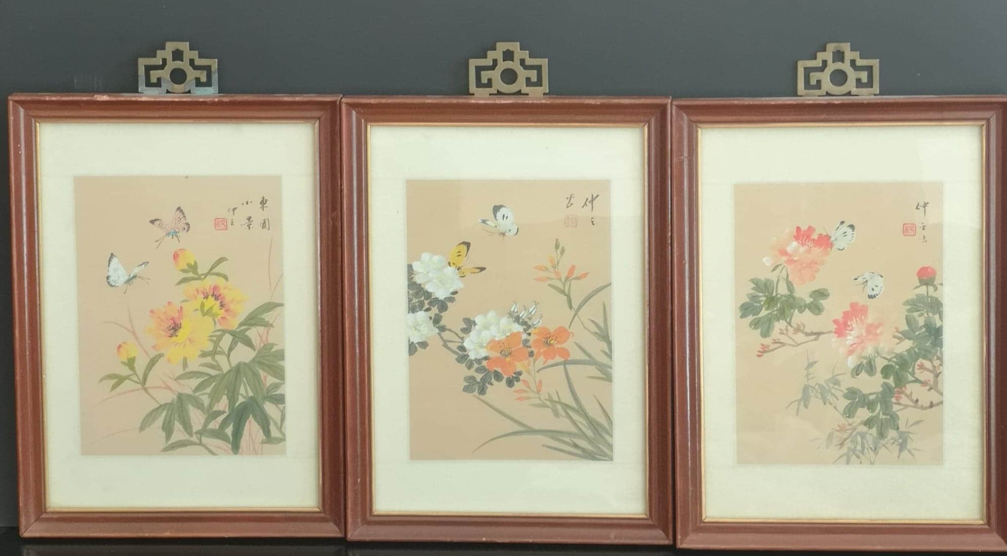 Set of Three Chinese Gongbi Ink and Colour Silk Paintings - Etsy Canada