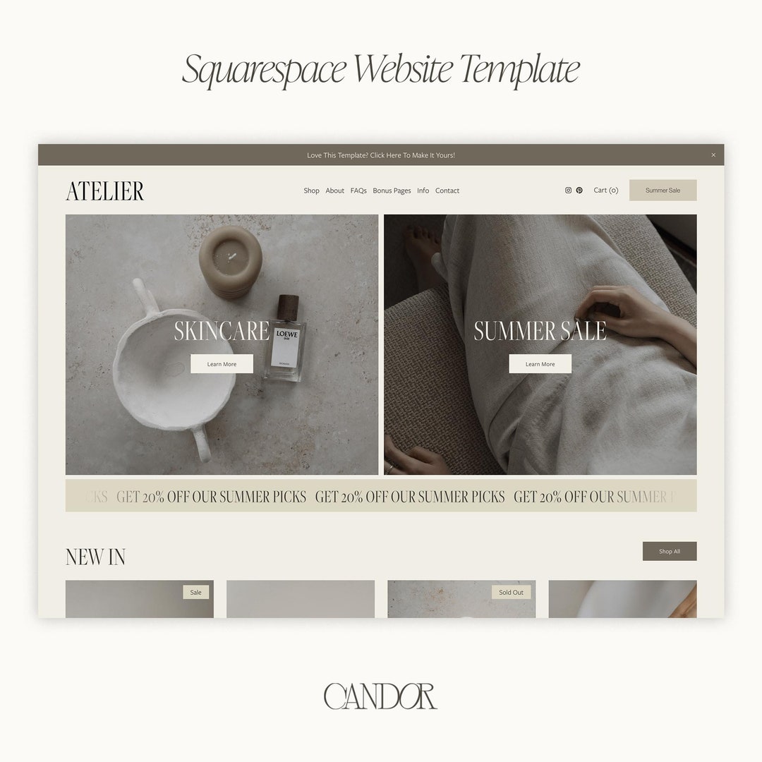 Squarespace Template | Atelier Squarespace 7.1 Store Template | Minimal ...