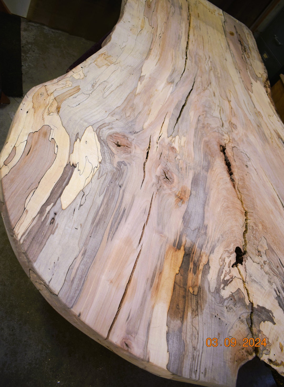 SPALTED MAPLE Live Edge Slab, Loaded W Character, Dining, or Conference ...