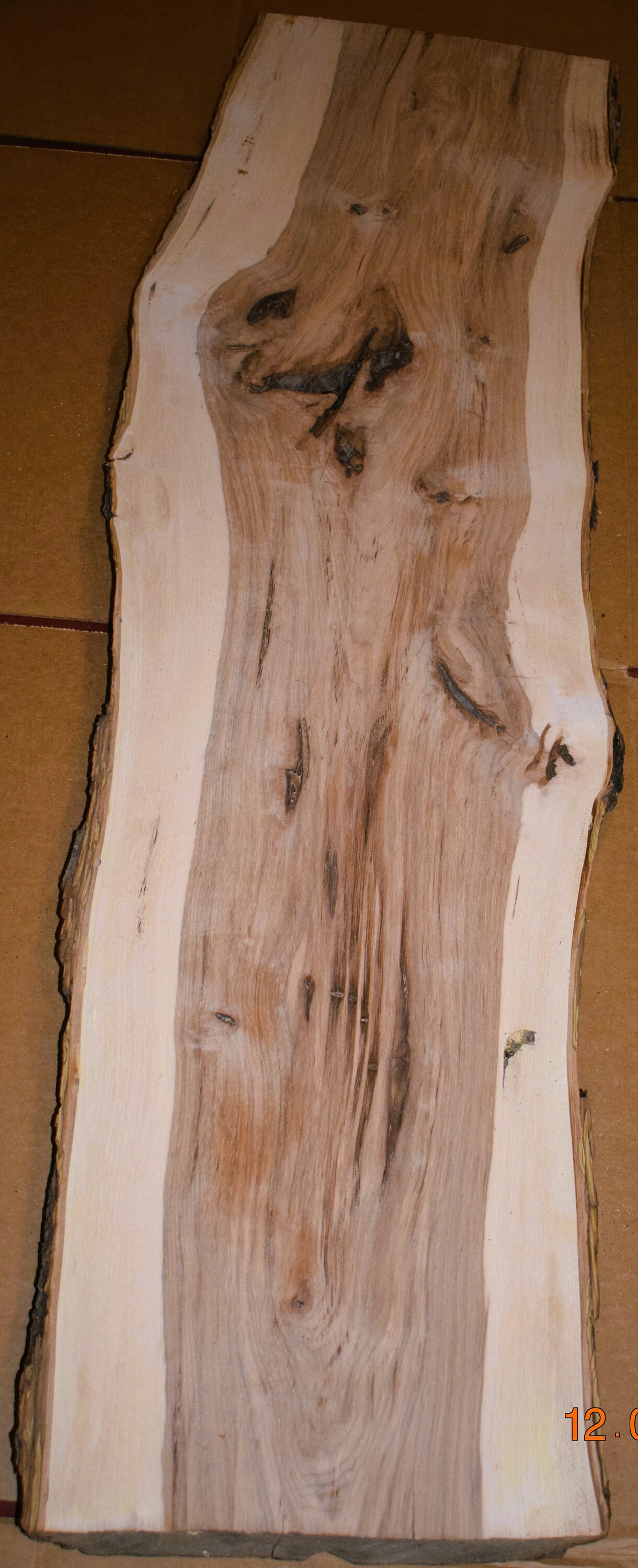 Live Edge HICKORY Slab. 48 X 12 X 1 1/2. LOADED W CHARACTER. Bench ...