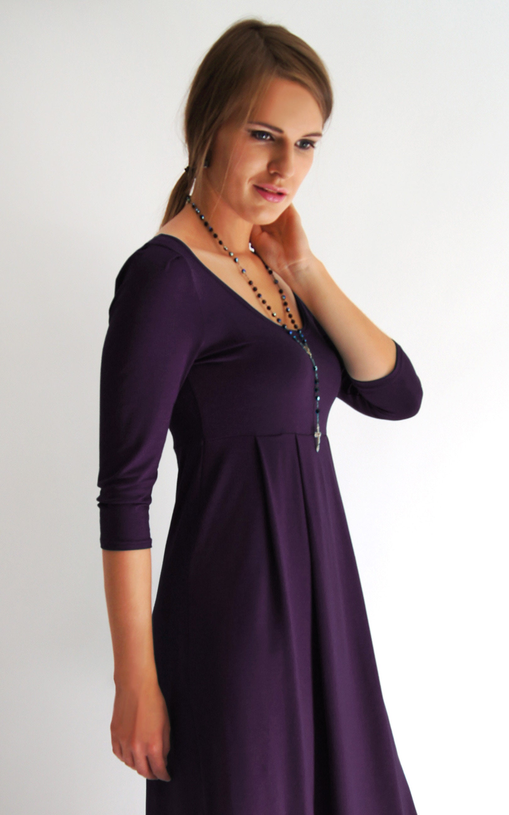 Kleid DUFFY Lila und viele Farben figurgünstige A-Linie Länge nach Wahl ...