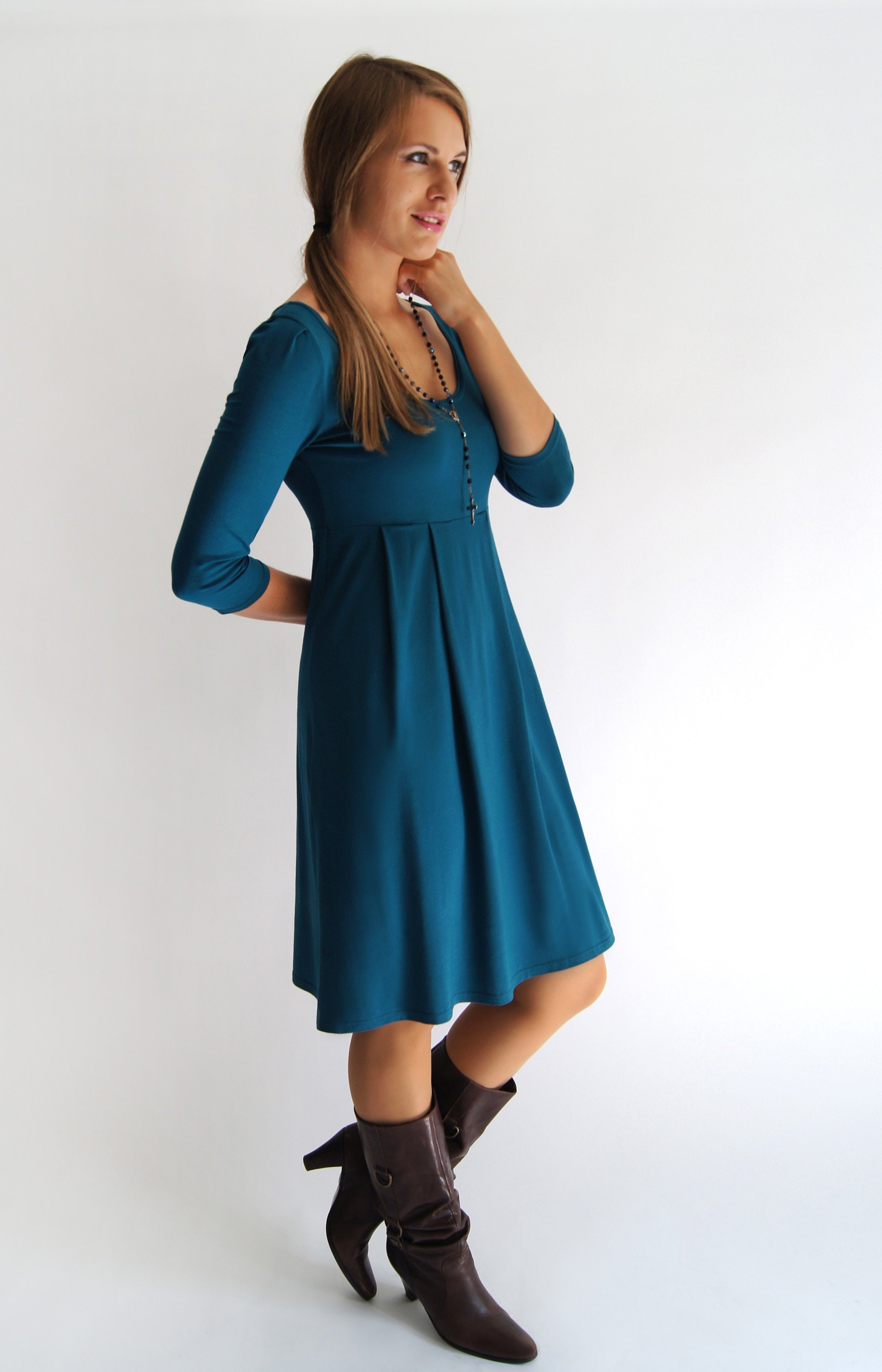 Kleid DUFFY Lila und viele Farben figurgünstige A-Linie Länge | Etsy