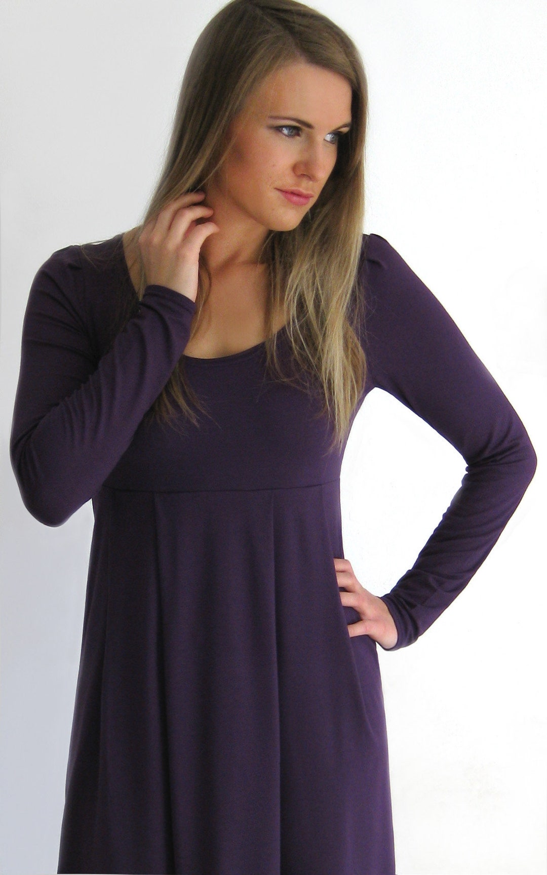 Kleid DUFFY Lila und viele Farben figurgünstige A-Linie Länge nach Wahl ...