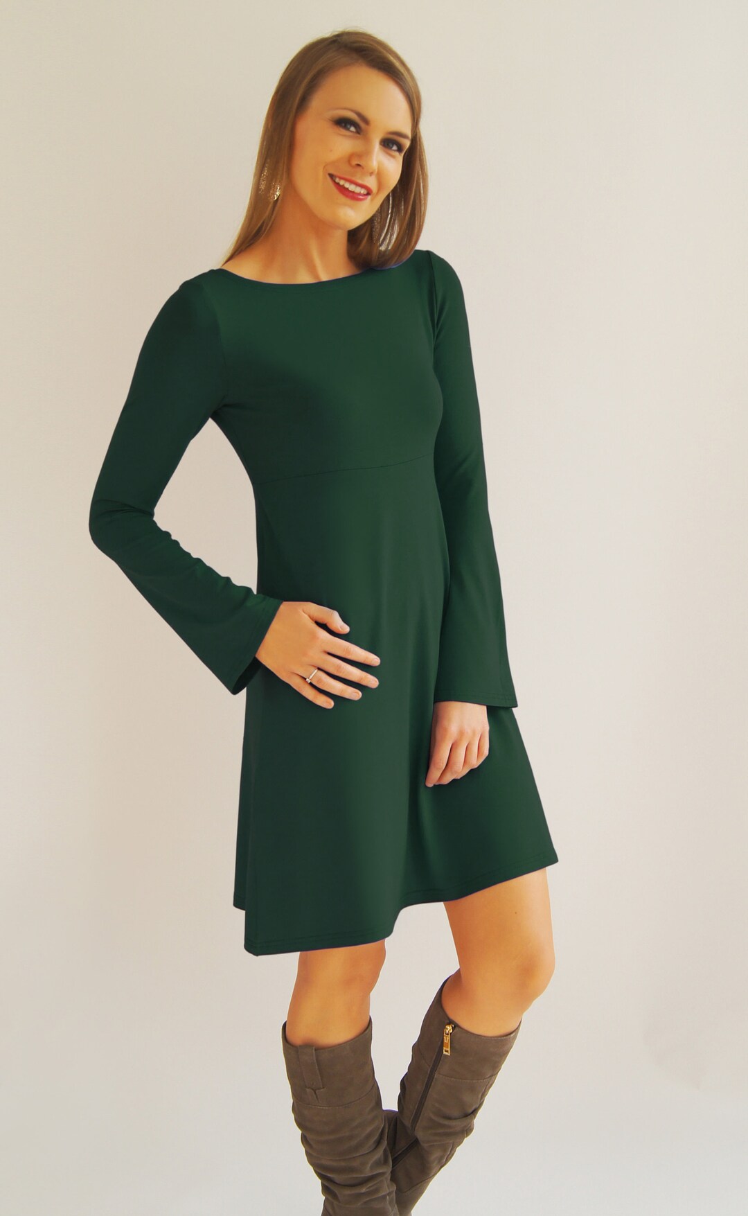 Feen und helden Kleid AVA Bohemian Style grün figurgünstige A-Linie ...