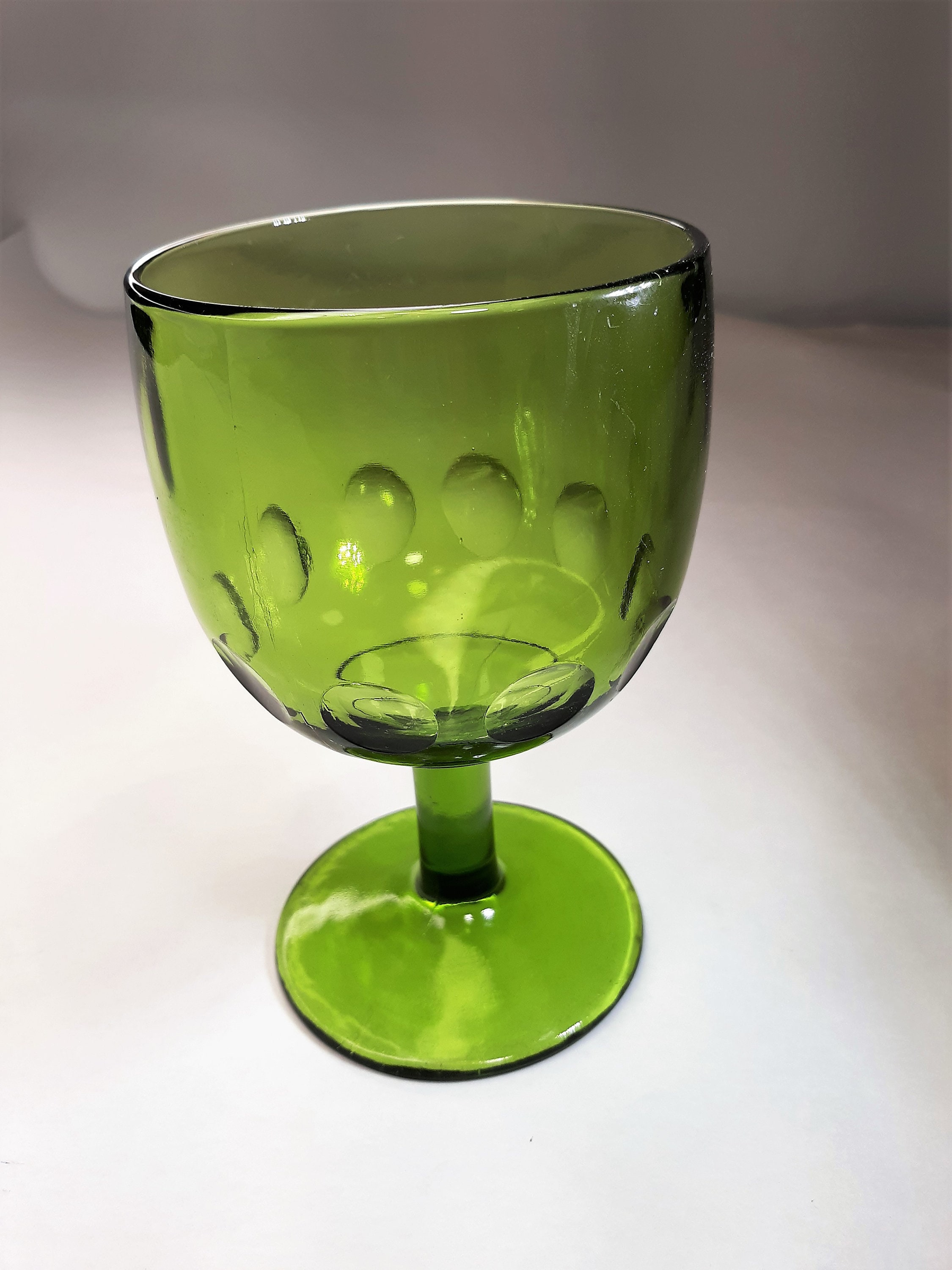 GREEN GLASS GOBLET - Etsy
