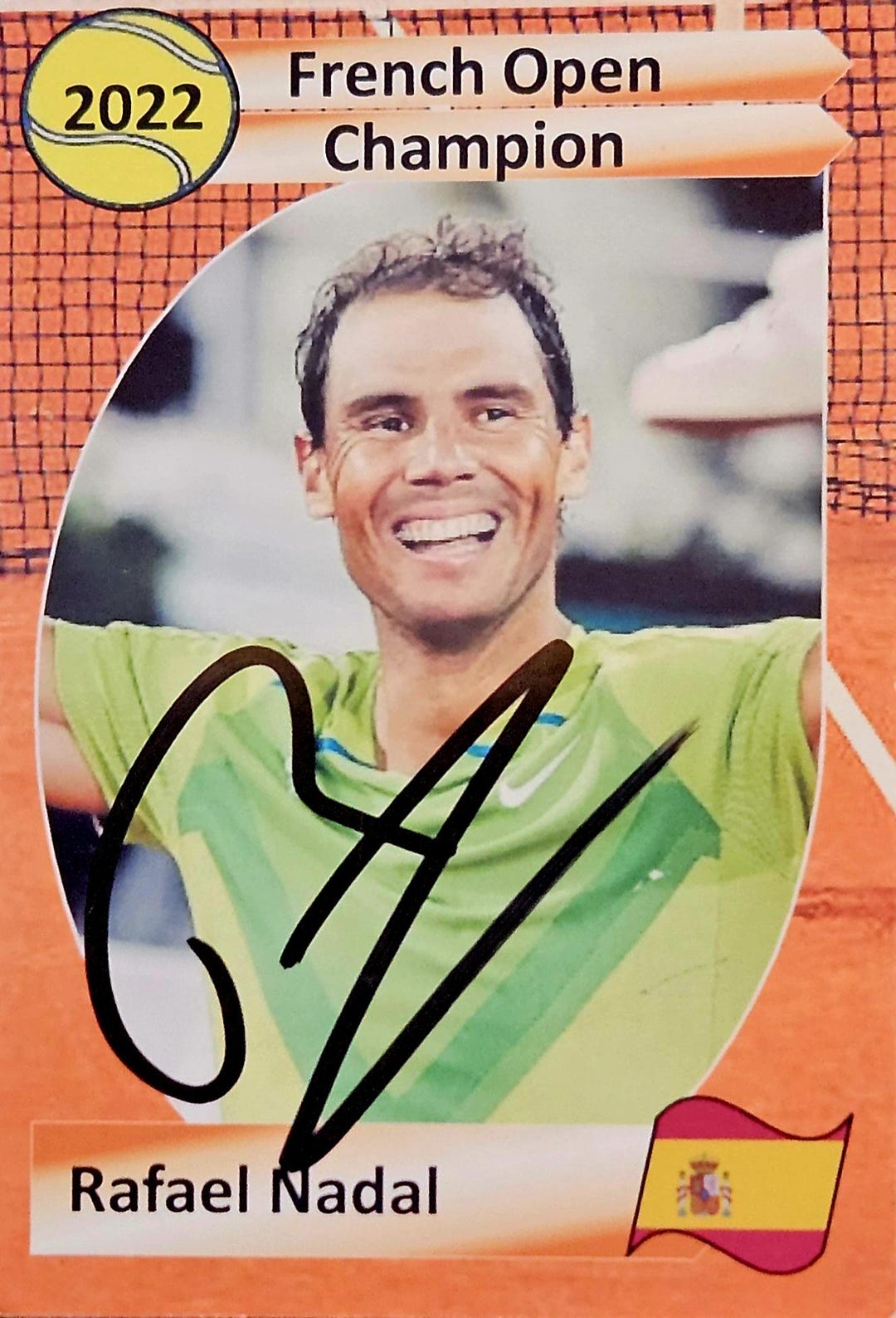 RAFAEL NADAL Autographed 2022 French Open Trading Card With COA - Etsy