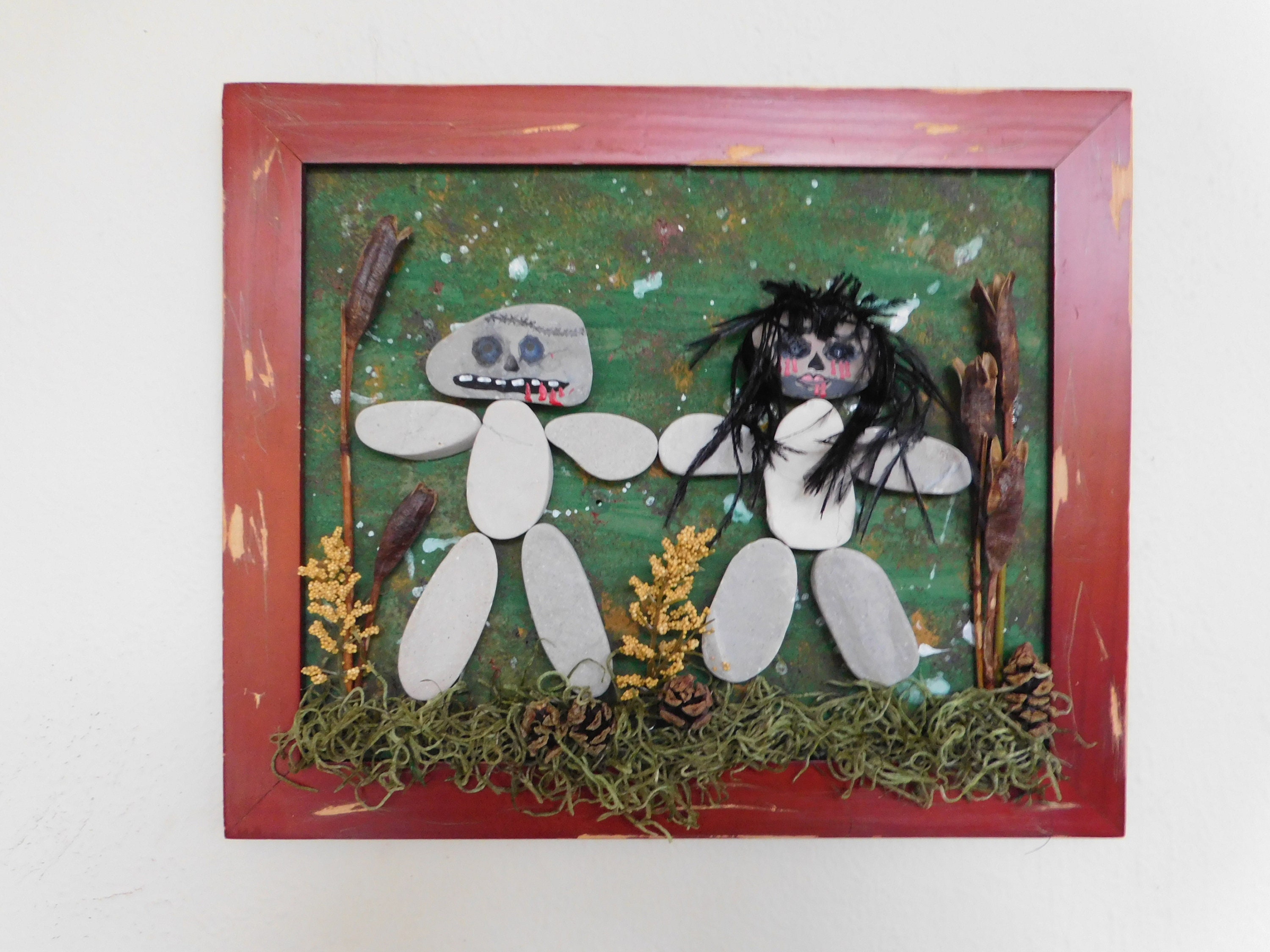 Pebble Art Painting Weirdcore Zombie Art Creepy Home Decor - Etsy