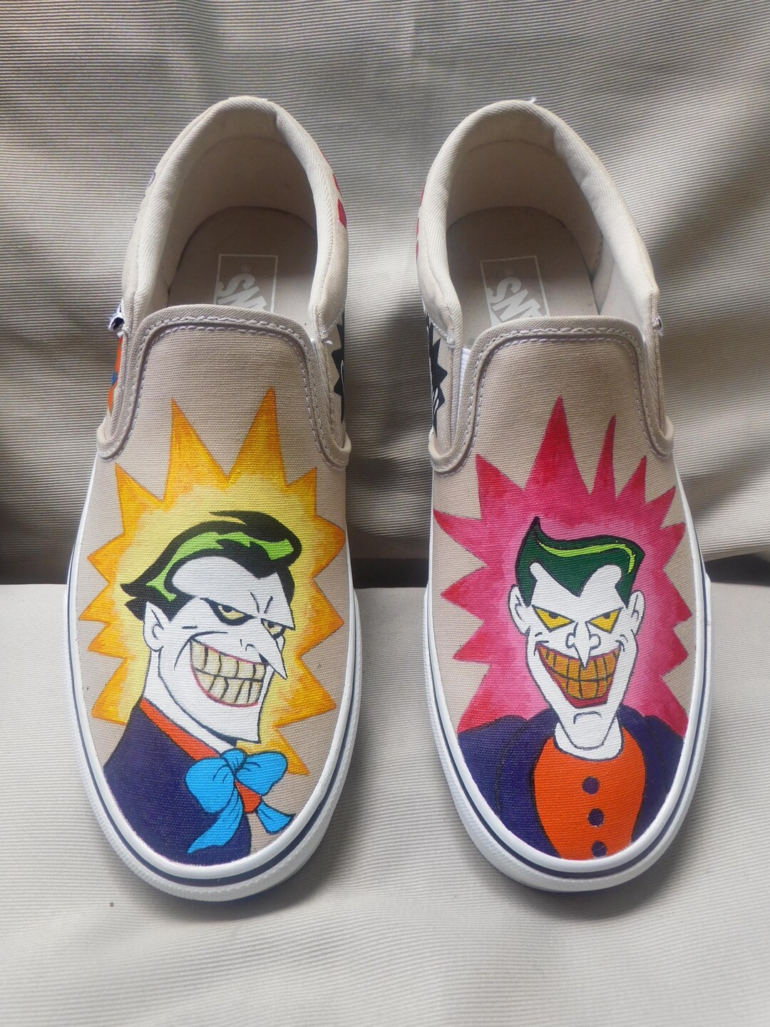 Hand-painted Joker Vans off the Wall Mens Slip on Size 9 Canvas Shoes ...