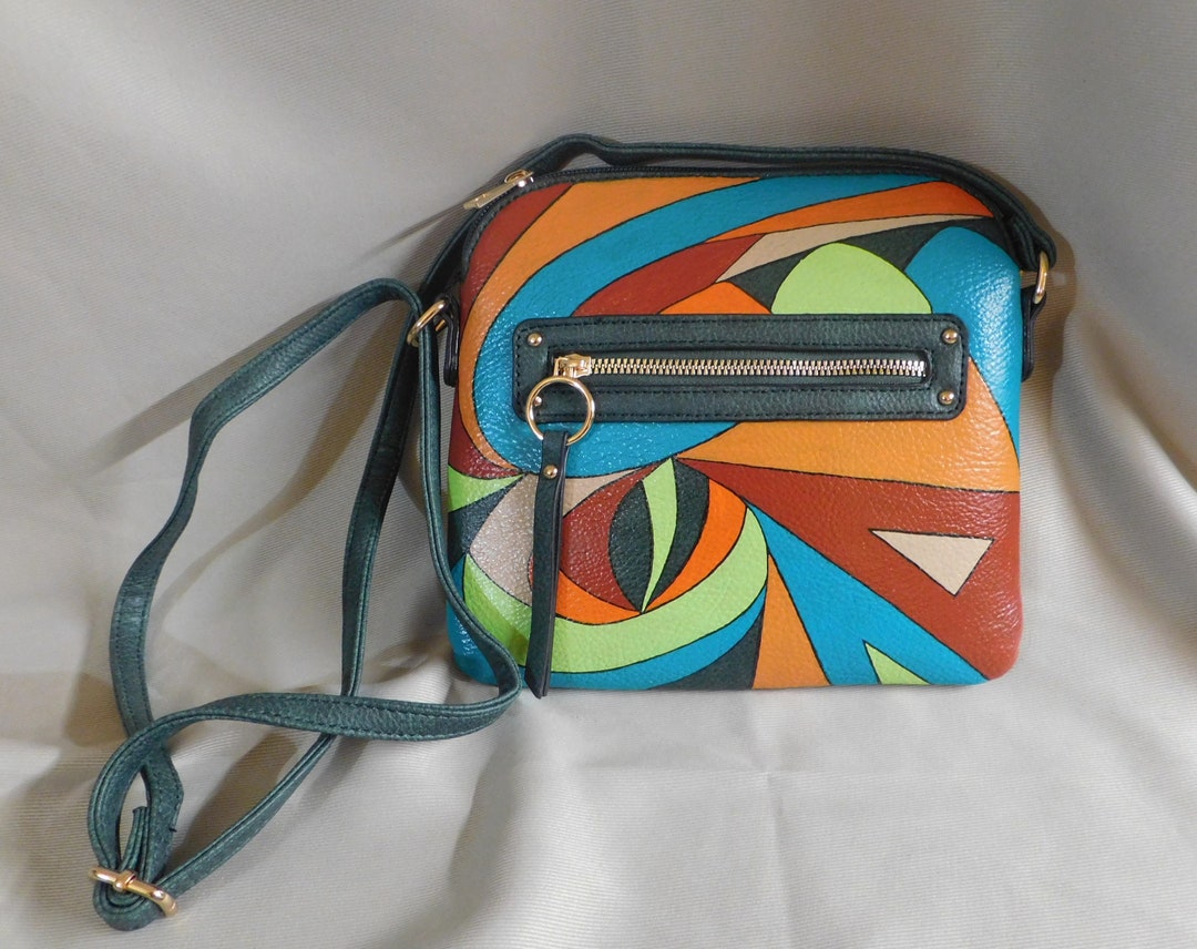 Hand Painted Crossbody Bags, Abstract Art, Handbags Women, Shoulder ...
