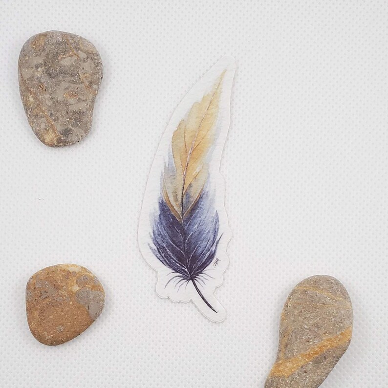Feather Sticker - Waterproof Sticker - Premium Vinyl Sticker - Indigo ...