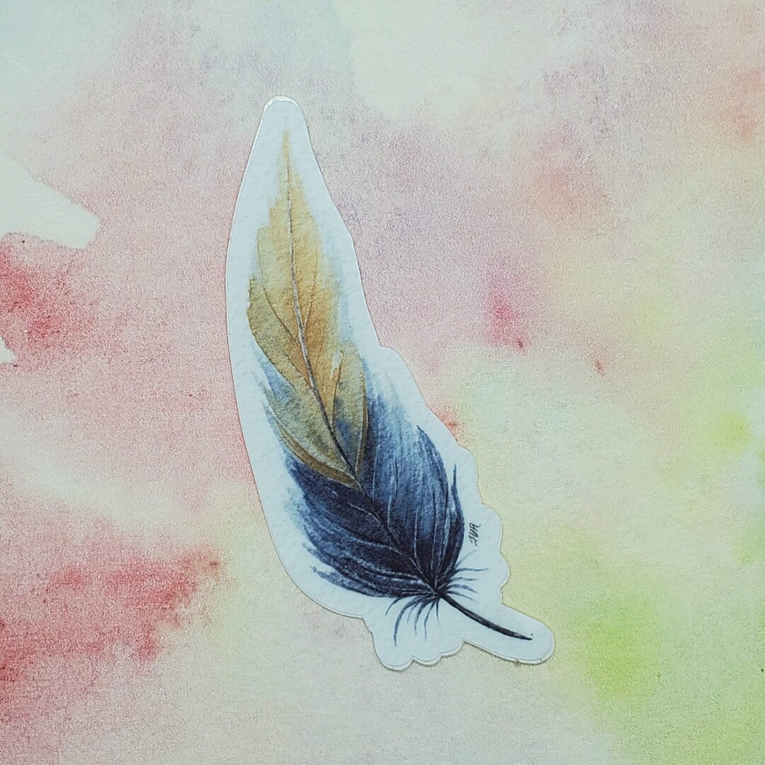 Feather Sticker - Waterproof Sticker - Premium Vinyl Sticker - Indigo ...