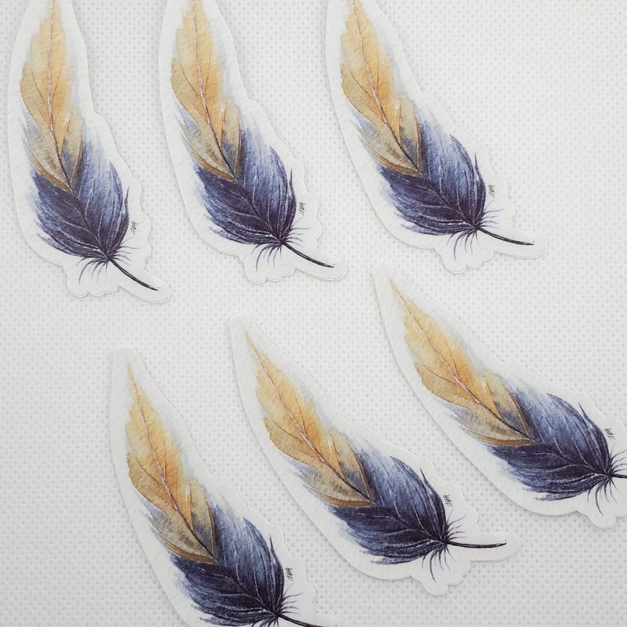 Feather Sticker - Waterproof Sticker - Premium Vinyl Sticker - Indigo ...