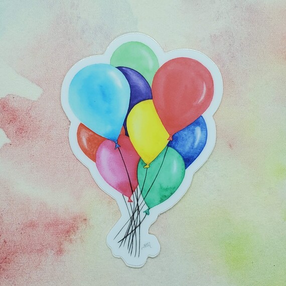 Balloons Sticker Vinyl Sticker Original Watercolor | Etsy