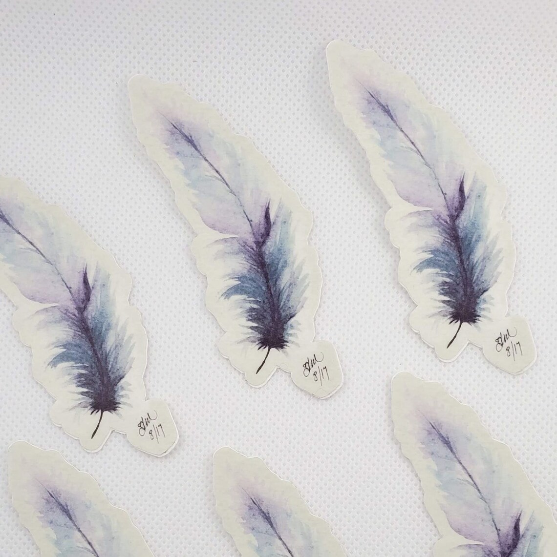 Watercolor Feather Sticker - High Quality Vinyl - Waterproof Sticker ...