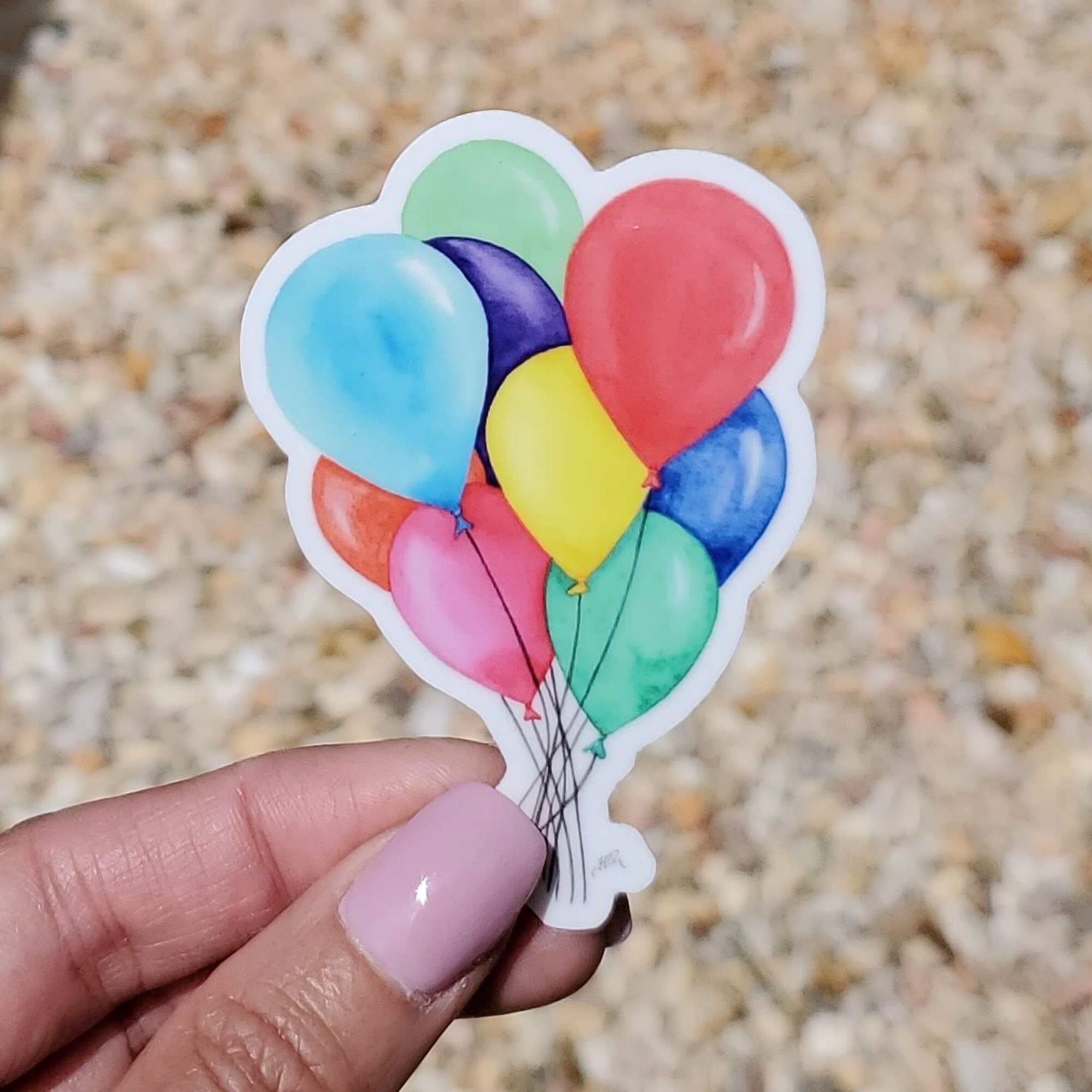 Balloons Sticker Vinyl Sticker Original Watercolor Waterproof Sticker ...